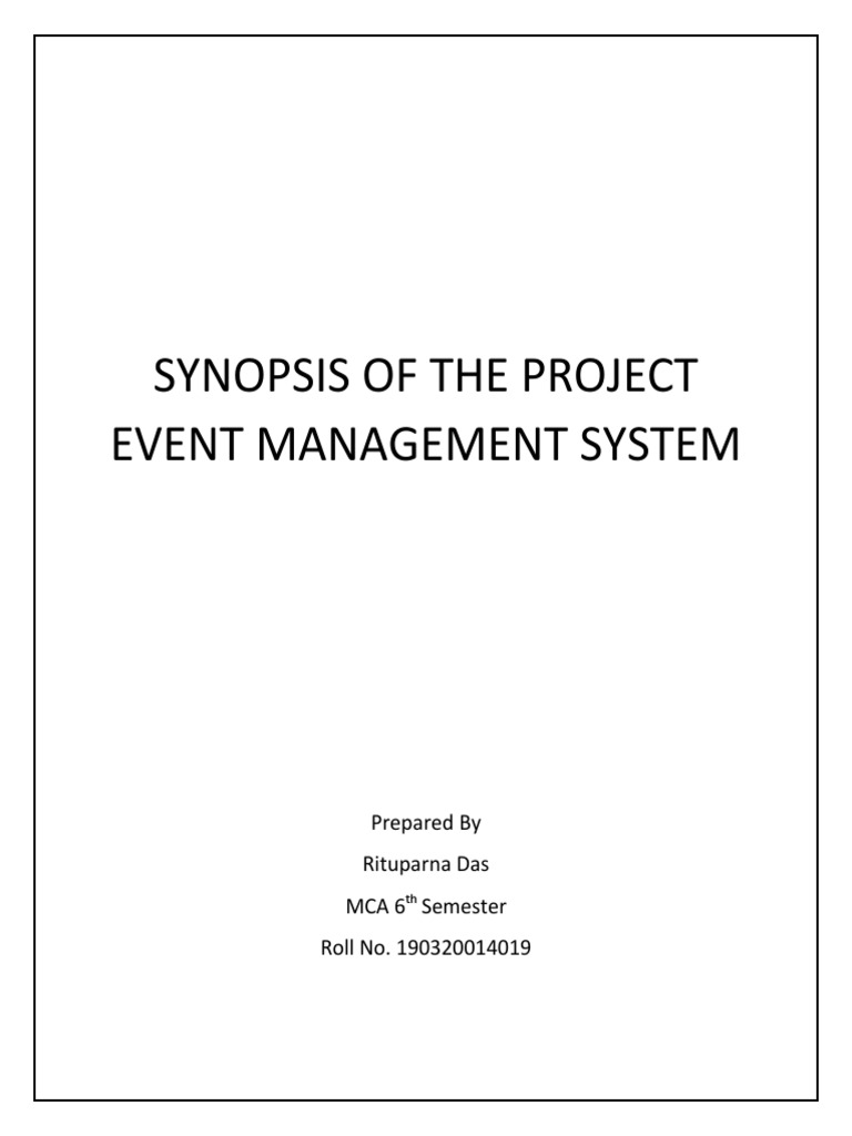 Synopsis On The Project Event Management System | PDF | Software ...