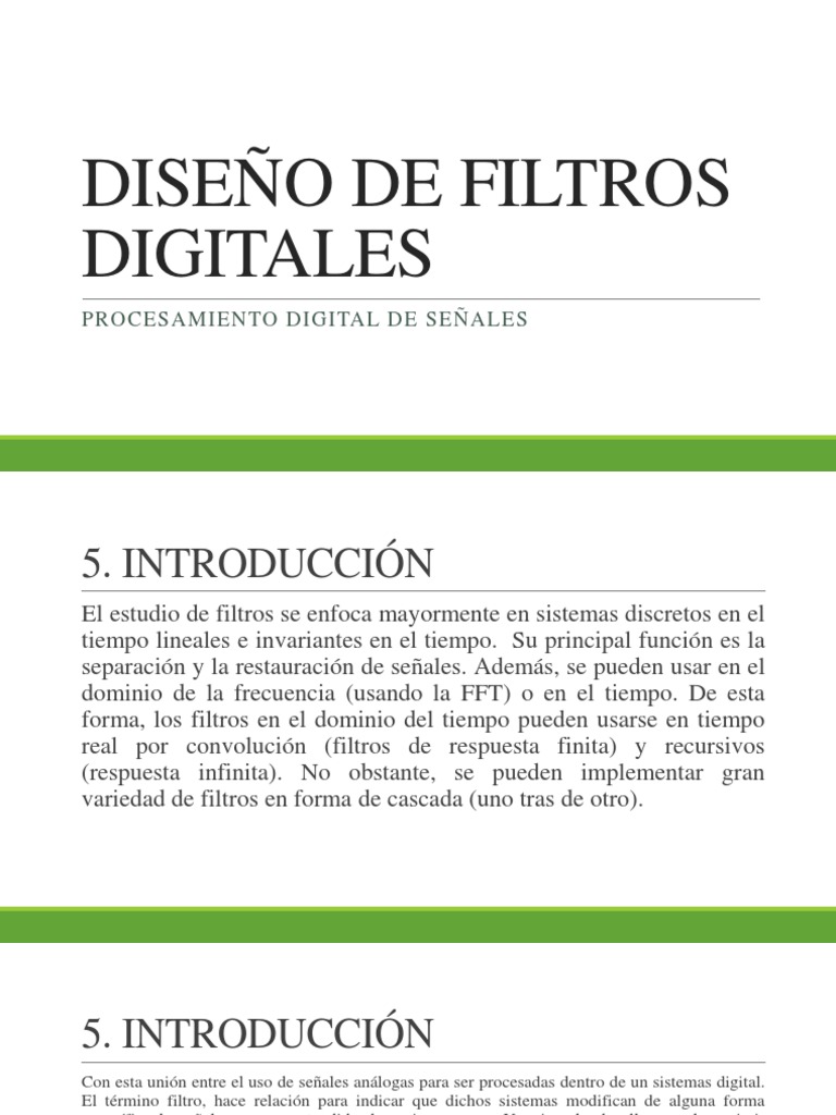 Diseño de Filtros Digitales | PDF | Filtro electronico | Ingenieria ...