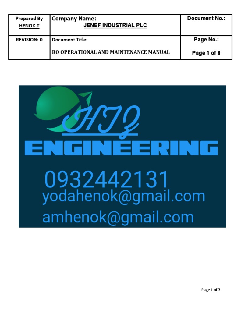 RO System Maintenance Guide | PDF | Membrane | Osmosis