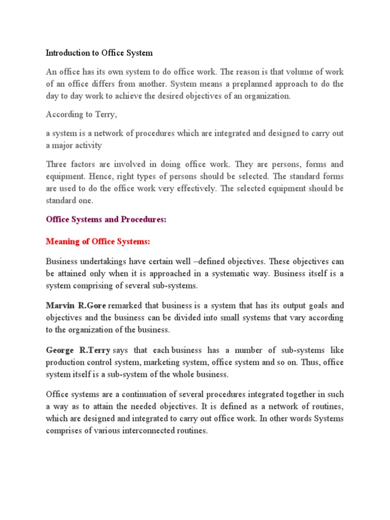 Unit I Office System & Procedures | PDF | Economies | Business