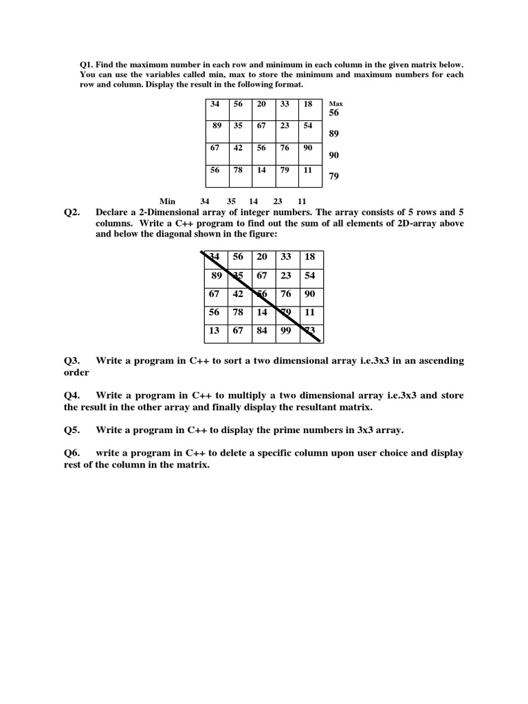 C++ Matrix Operations and Programs | PDF