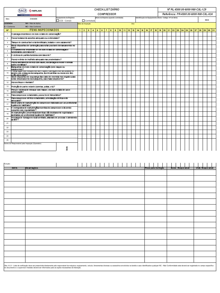 Checklist Compressor | PDF