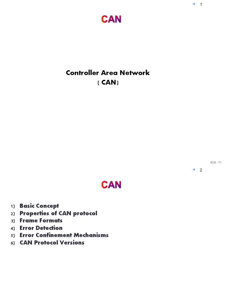 Controller Area Network (CAN) : Ecb - T1 | PDF | Computing ...