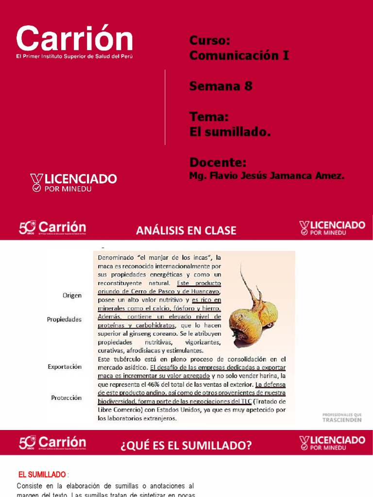 Semana 8 El Sumillado | PDF