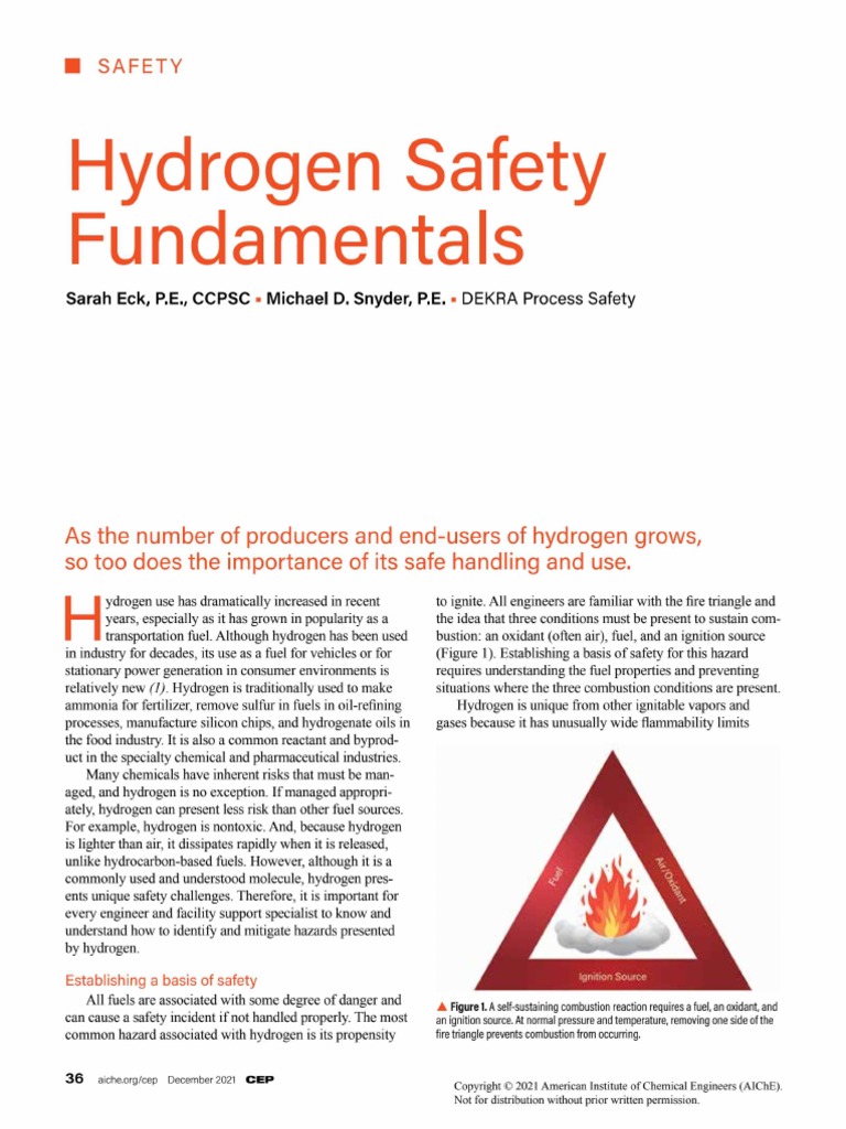 Hydrogen Safety Fundamentals | PDF