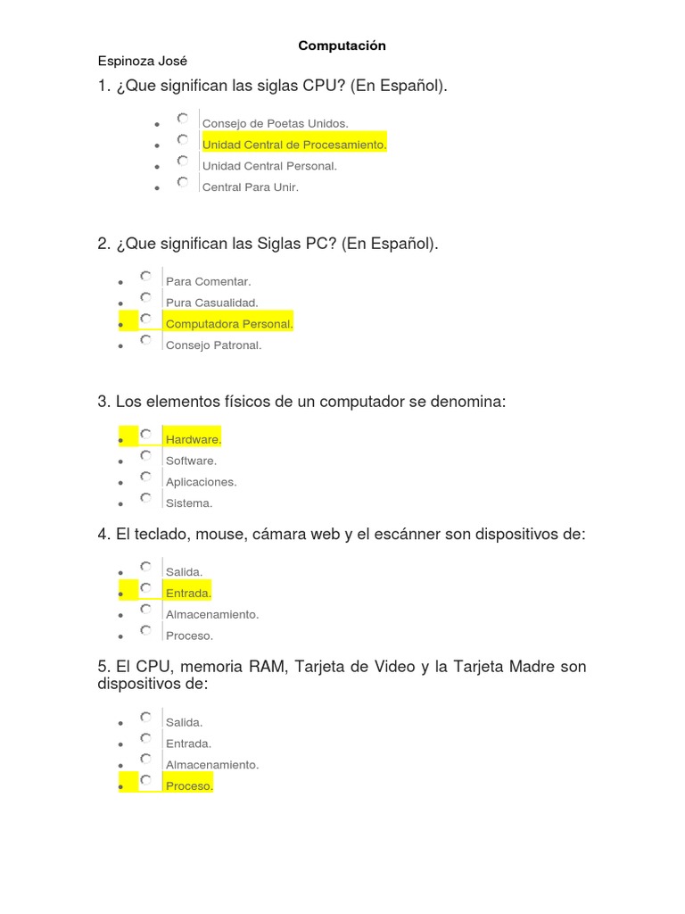 Lección de Computacion | PDF | Hardware de la computadora | Teclado