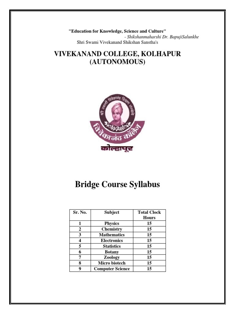vivekanand-college-kolhapur-autonomous-bridge-course-syllabus