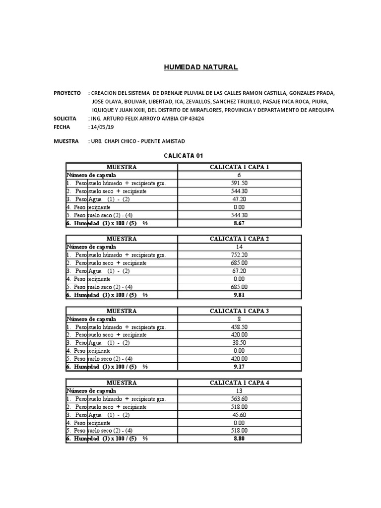 Calicata 01, Capa 02 | PDF