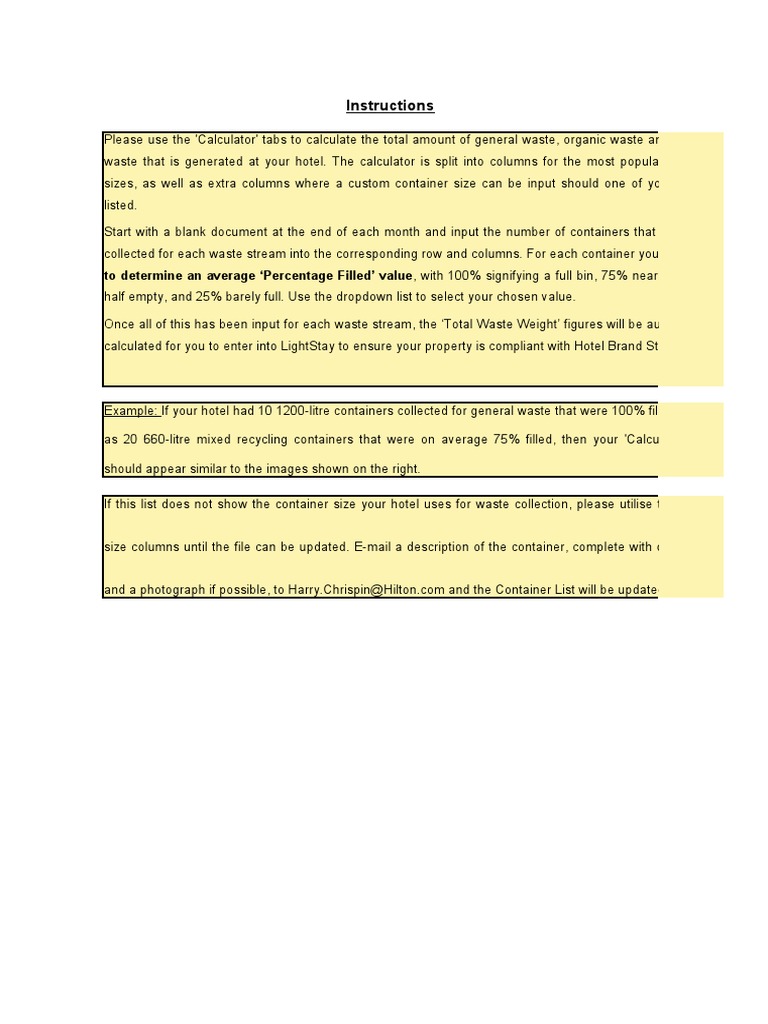 LightStay Waste Calculator v2 | PDF | Recycling | Plastic