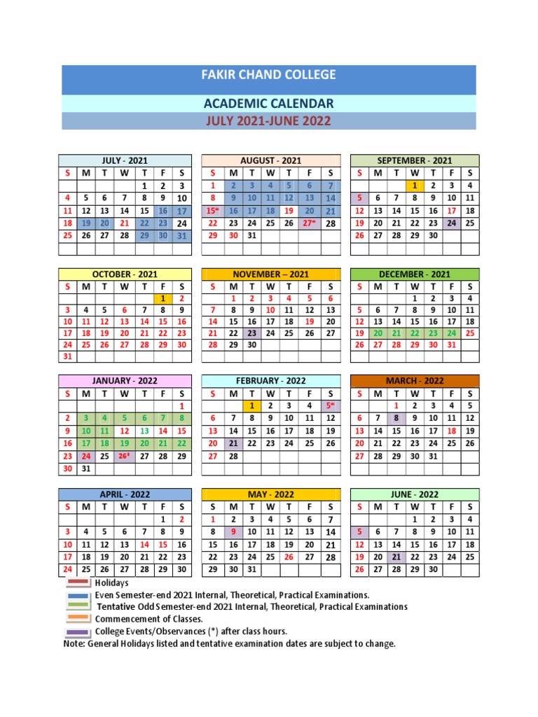 Academic Calendar: JULY 2021-JUNE 2022 | PDF | Academic Term