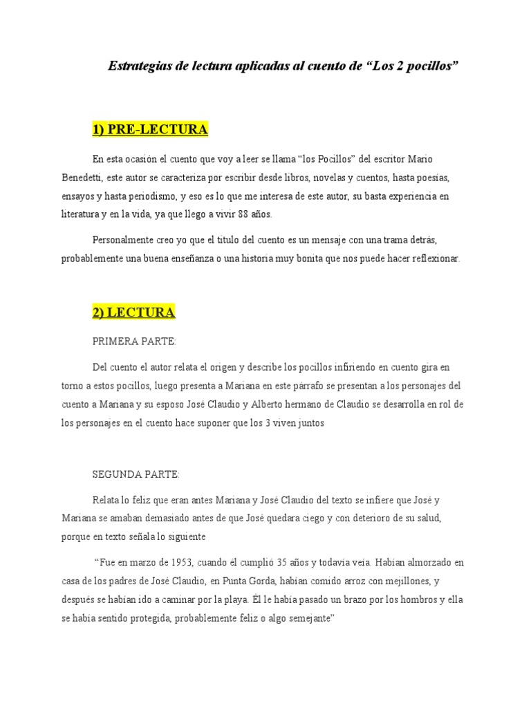 Pre Lectura, Lectura y Poslectura | PDF | Cuentos | Amor