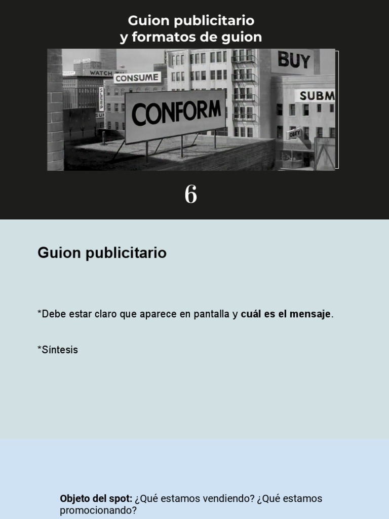 7) Guion Publicitario y Formatos de Guion | PDF | Guión