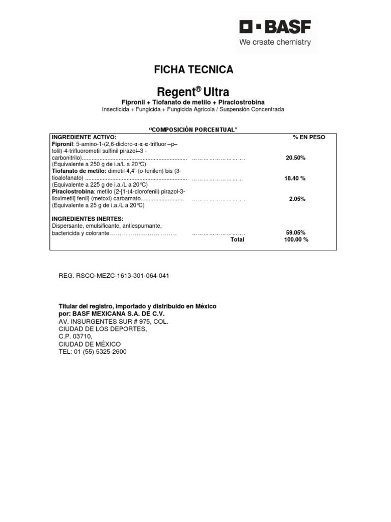 Ficha Técnica Regent Ultra (24!05!2018) | PDF | Siembra | Semilla