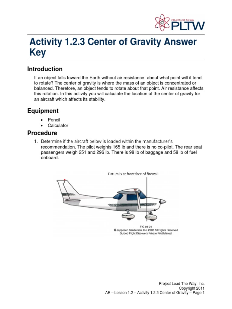 A1.2.3 Center of Gravity Worksheet | PDF | Weight | Center Of Mass