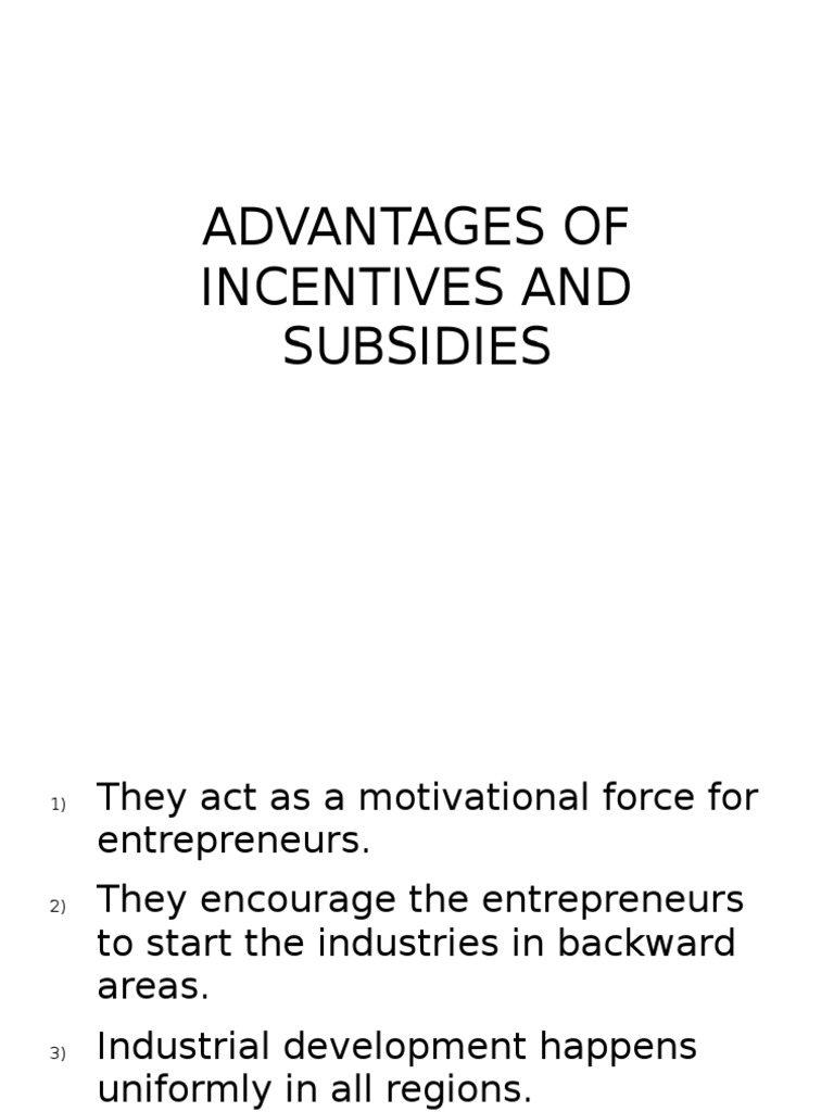 Advantages of Incentives and Subsidies | PDF | Subsidy | Taxes