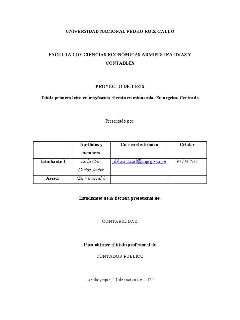 Estructura Del Proy-Inv-2020 Javier | Descargar gratis PDF | normas internacionales de ...
