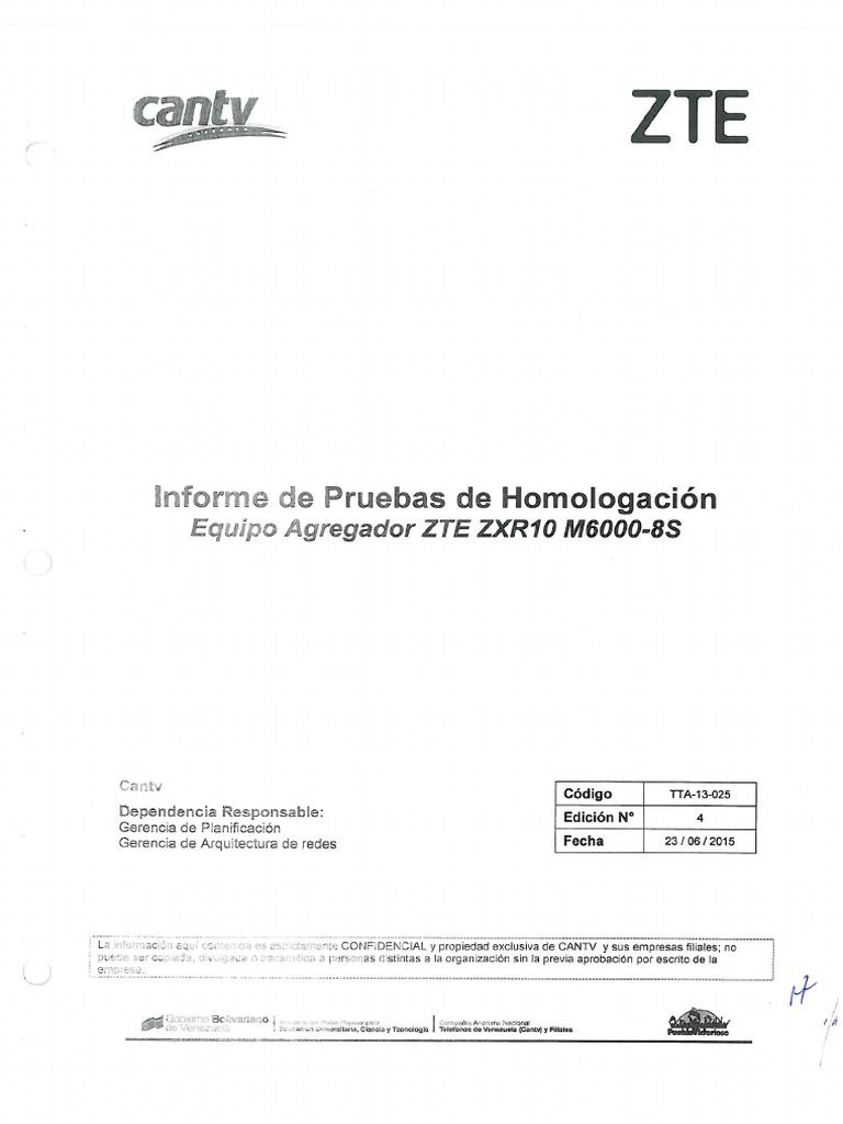 Informe Homologacion BRAS ZTE M6000-8S | PDF
