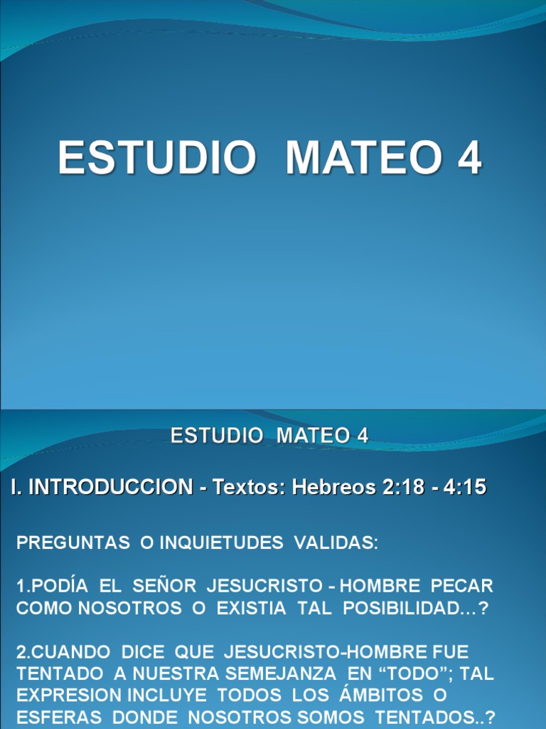 Estudio Mateo 4 | PDF | Jesús | Pecado