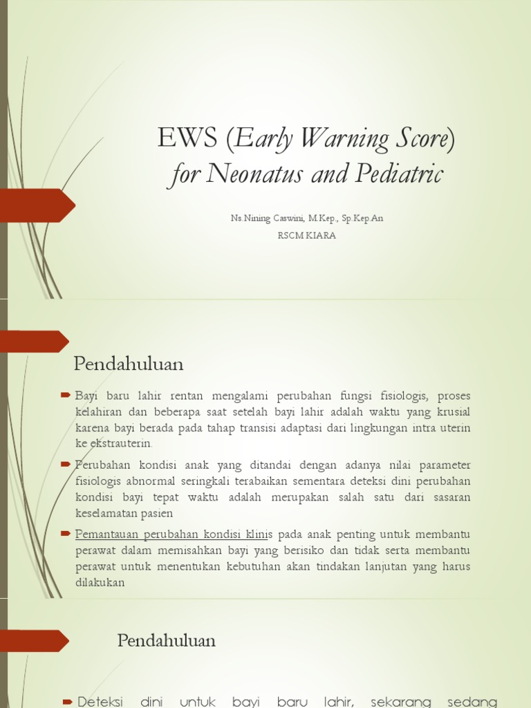 EWS (Early Warning Score) For Neonatus Dan Pediatric | PDF | Kesehatan ...