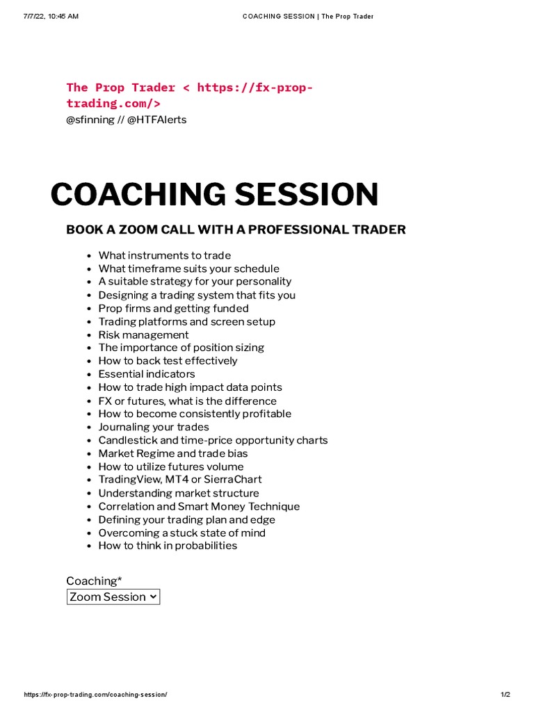 Prop Trader Coaching Session Details | PDF | Microeconomics | Economies