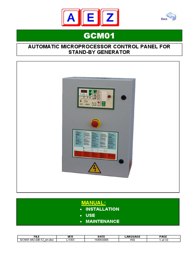 Automatic Microprocessor Control Panel For Stand-By Generator | PDF ...