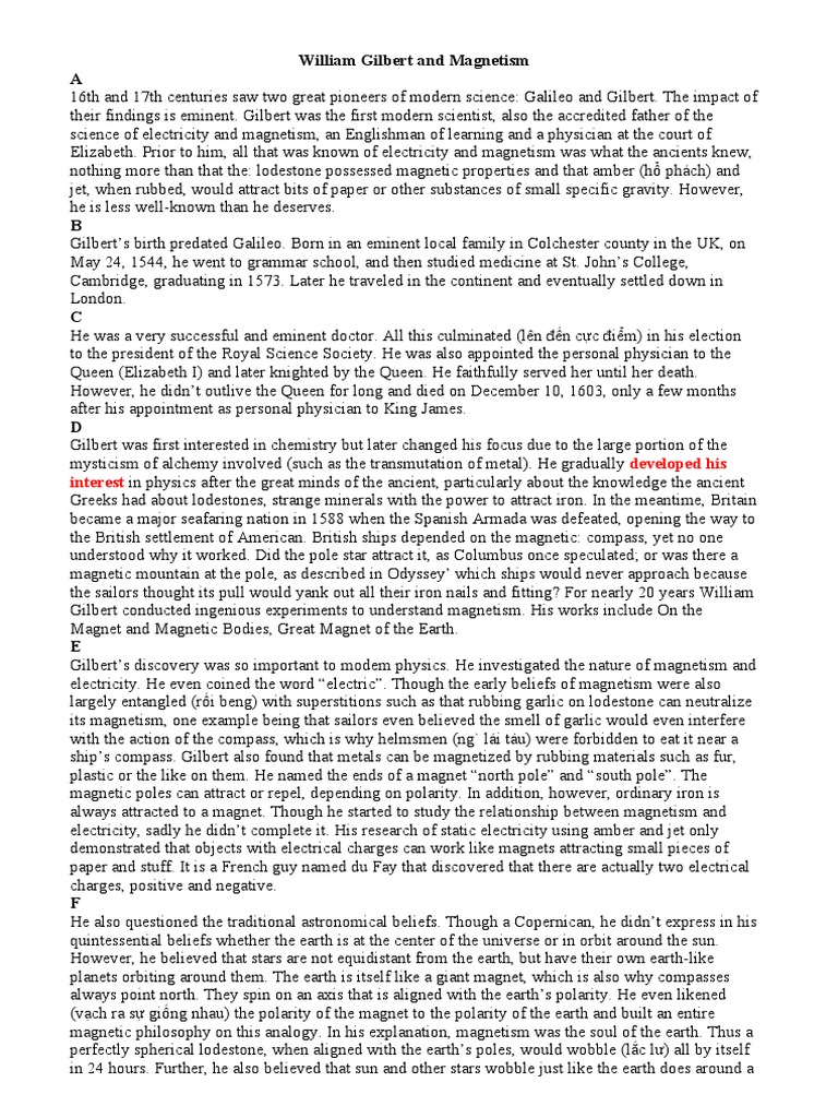 William Gilbert and Magnetism | PDF | Magnet | Magnetism