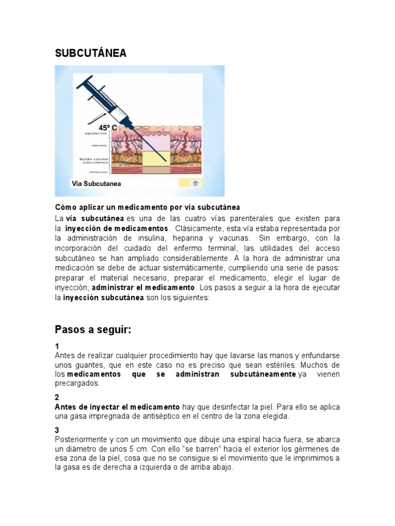Procedimiento de Inyección Subcutánea | PDF | Terapia intravenosa ...