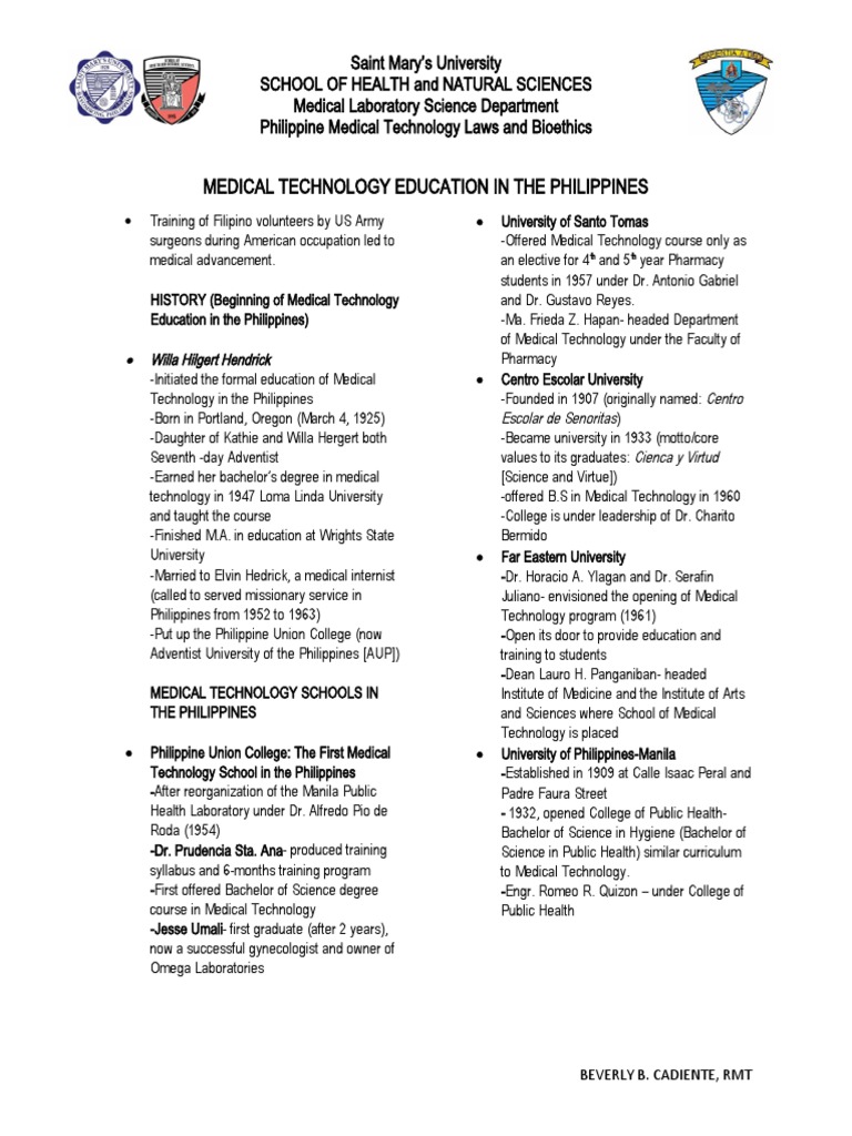 Medical Technology Education in The Philippines | PDF | Bachelor's ...