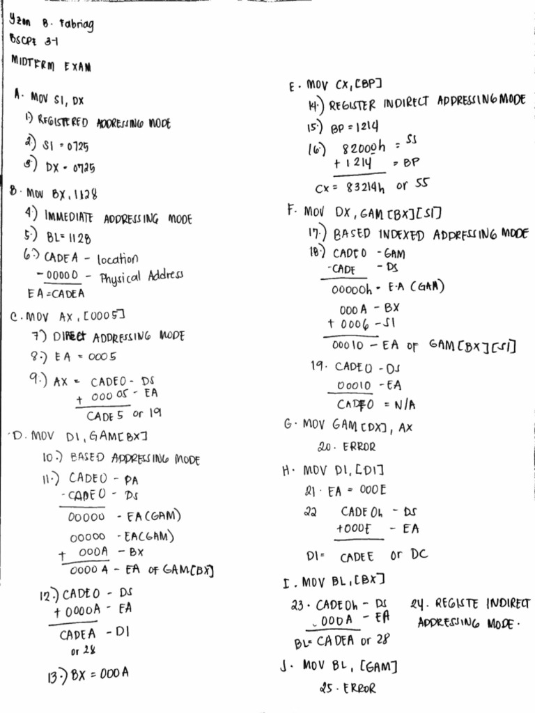 Fabriag, Yzon B. - Microprocessor - Midterm Exam | PDF