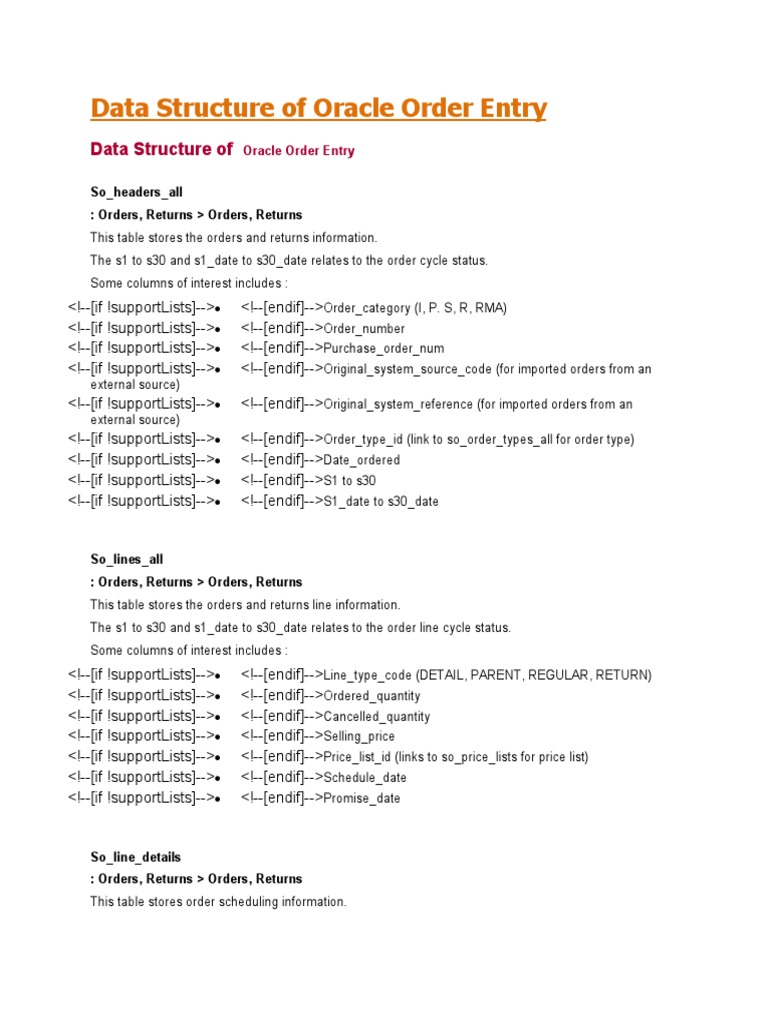 Data Structure of Oracle Order Entry | PDF | Information Management ...