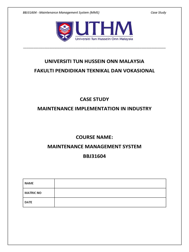 Case Study Industrial Maintenance System Pdf Evaluation Cognition