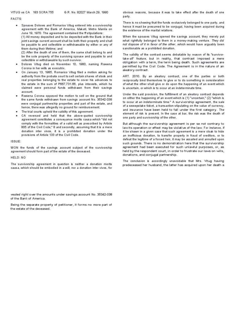 VITUG Vs CA 183 SCRA 755 G | PDF | Concurrent Estate | Justice