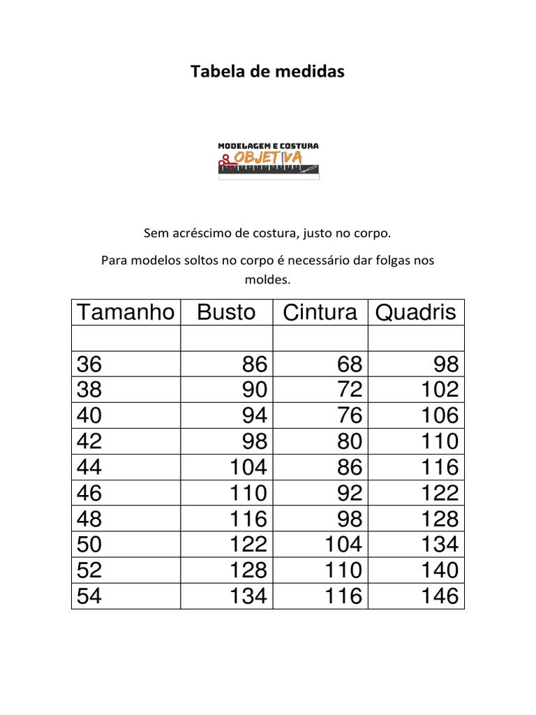 Tabela-de-medidas | PDF