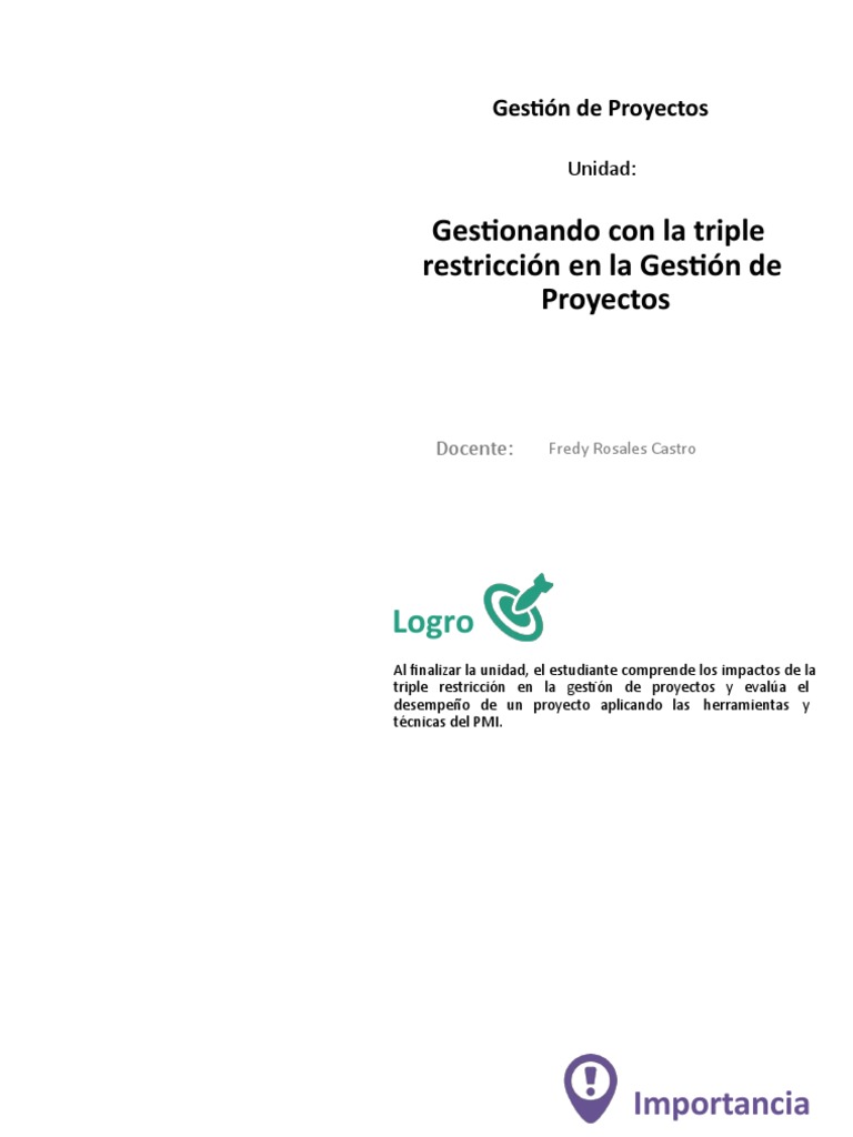 U3 - S5 - Gestionando Con La Triple Restricción en La Gestión de Proyectos - DOC.... | PDF ...