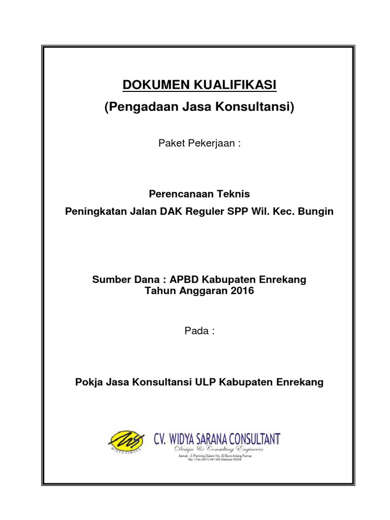 Kualifikasi Konsultansi Peningkatan Jalan Pdf