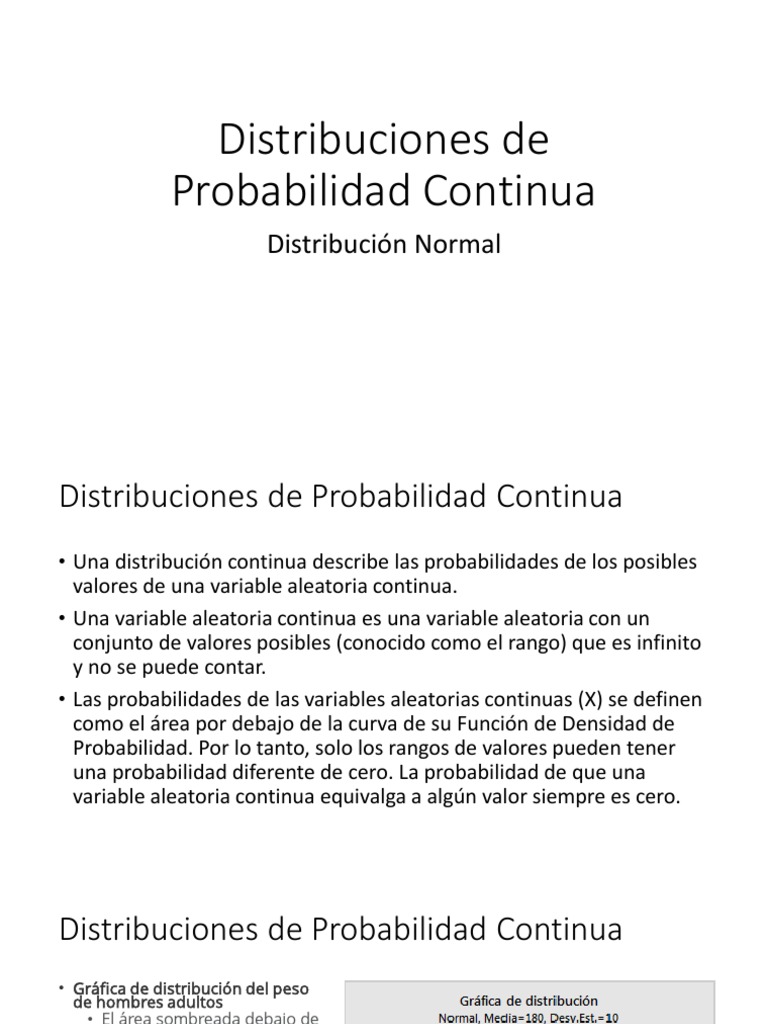 Distribuciones de Probabilidad Continua | PDF | Distribución de probabilidad | Media