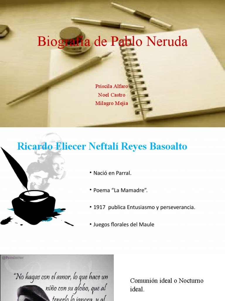Biografía de Pablo Neruda | PDF | Poesía | Clásicos