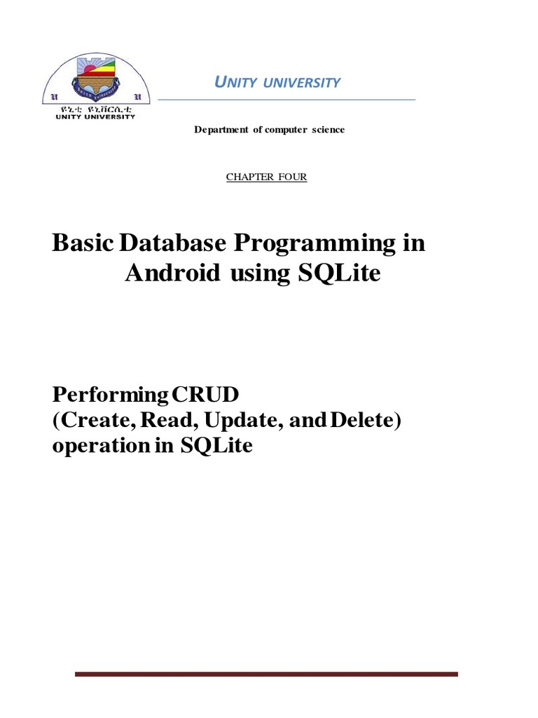 CHAPTER FOUR SQLite Database | PDF | Android (Operating System ...