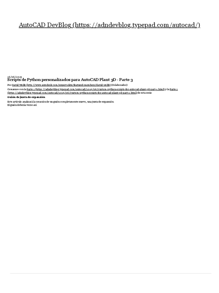 Custom Python Scripts For AutoCAD Plant 3D Part 3 - Junta de Expansion | PDF | Informática ...