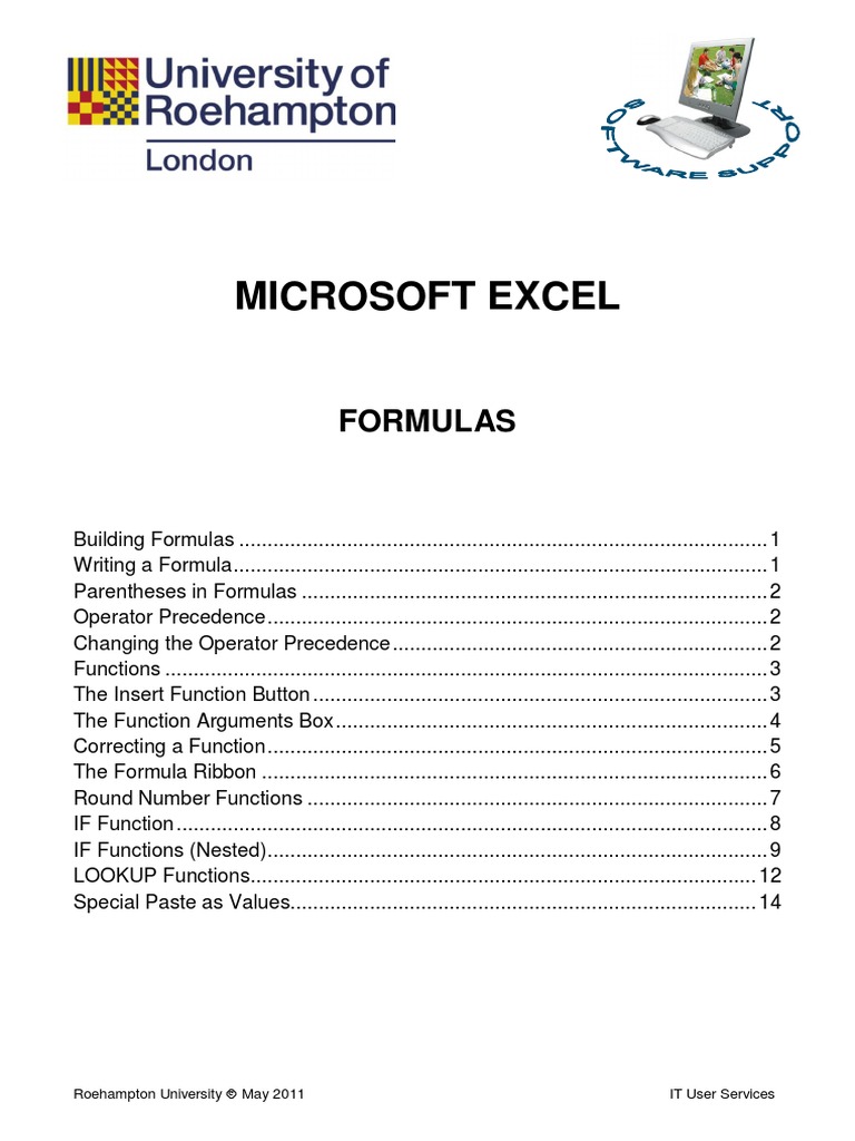Microsoft Excel: Formulas | PDF | Numbers | Arithmetic