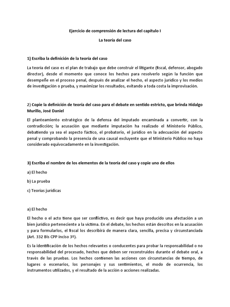 Ejercicio de Comprensión de Lectura Del Capítulo I | PDF | Teoría ...