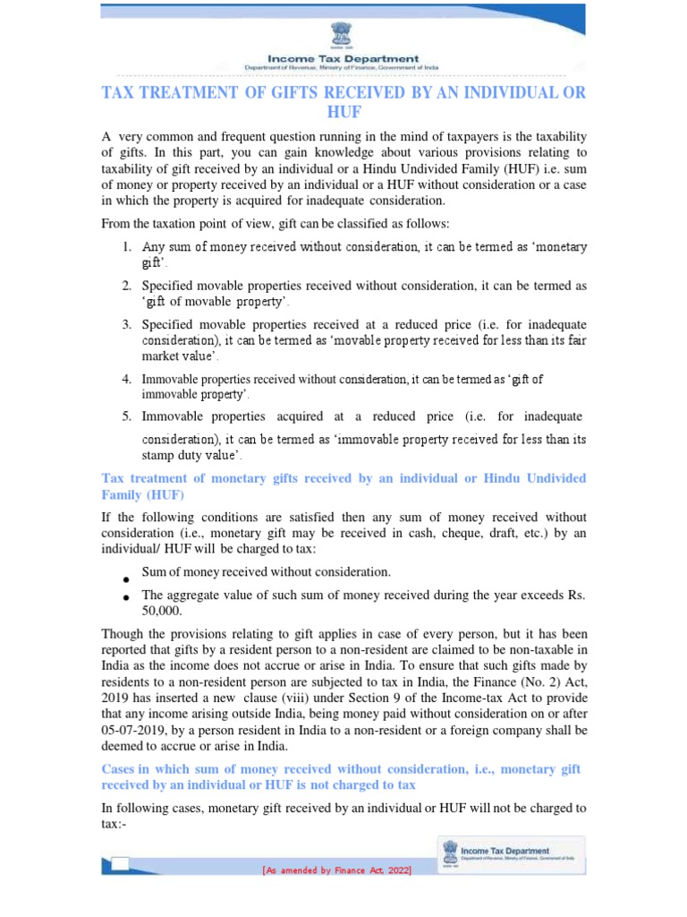 Tax Treatment of Gifts | PDF | Taxes | Taxpayer
