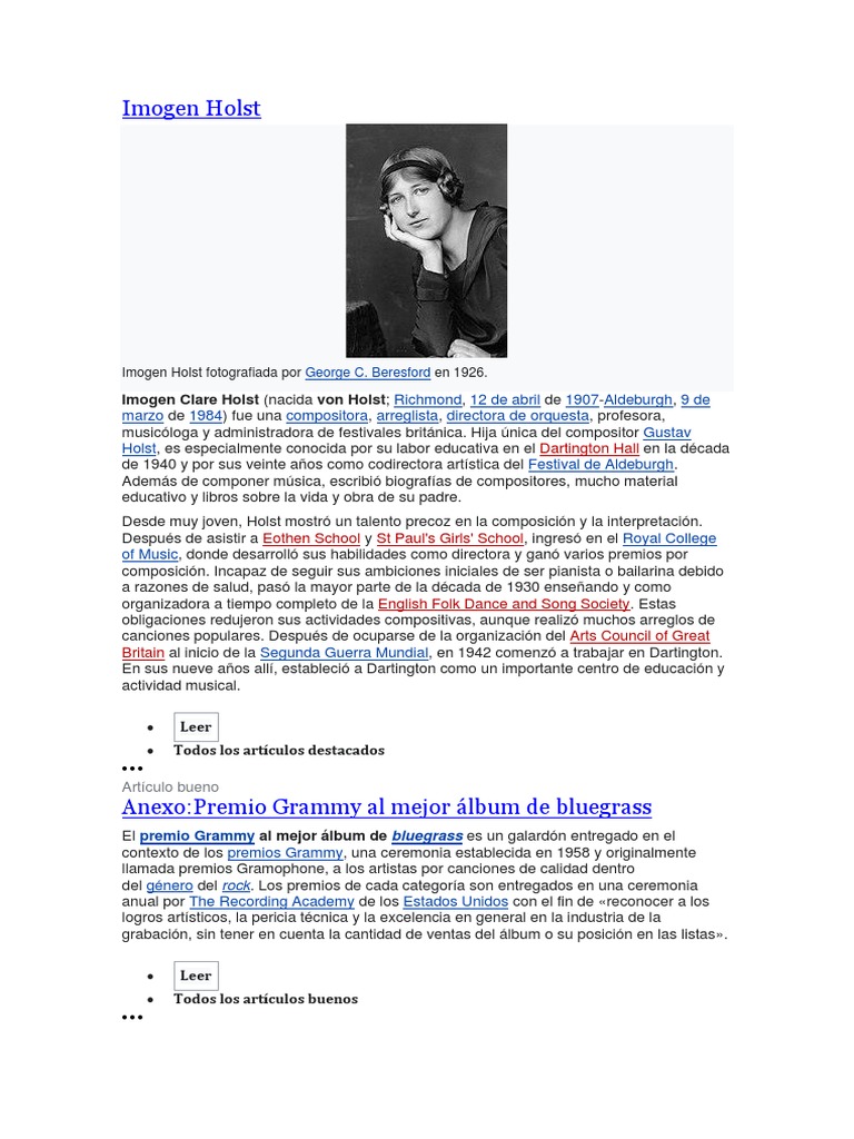 Imogen Holst: Compositora y Educadora | PDF | Arte