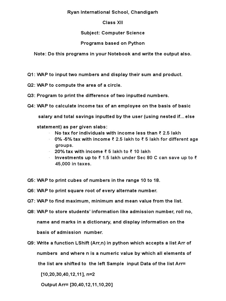 Python Programs | PDF | Subroutine | Text File