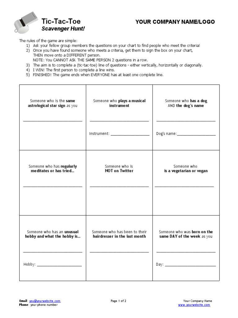 Tic Tac Toe Icebreaker Exercise | PDF