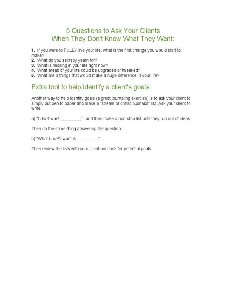 5 Questions To Ask Client | PDF