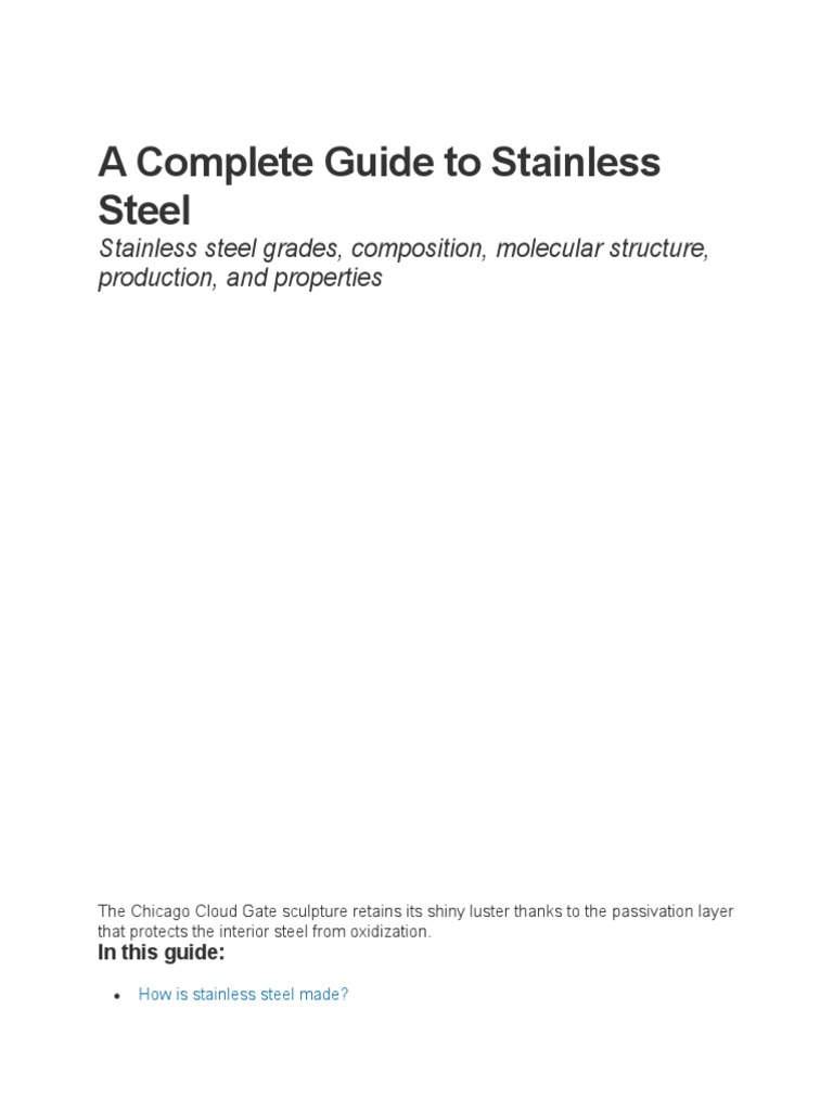 A Complete Guide To Stainless Steel | PDF | Stainless Steel | Steel
