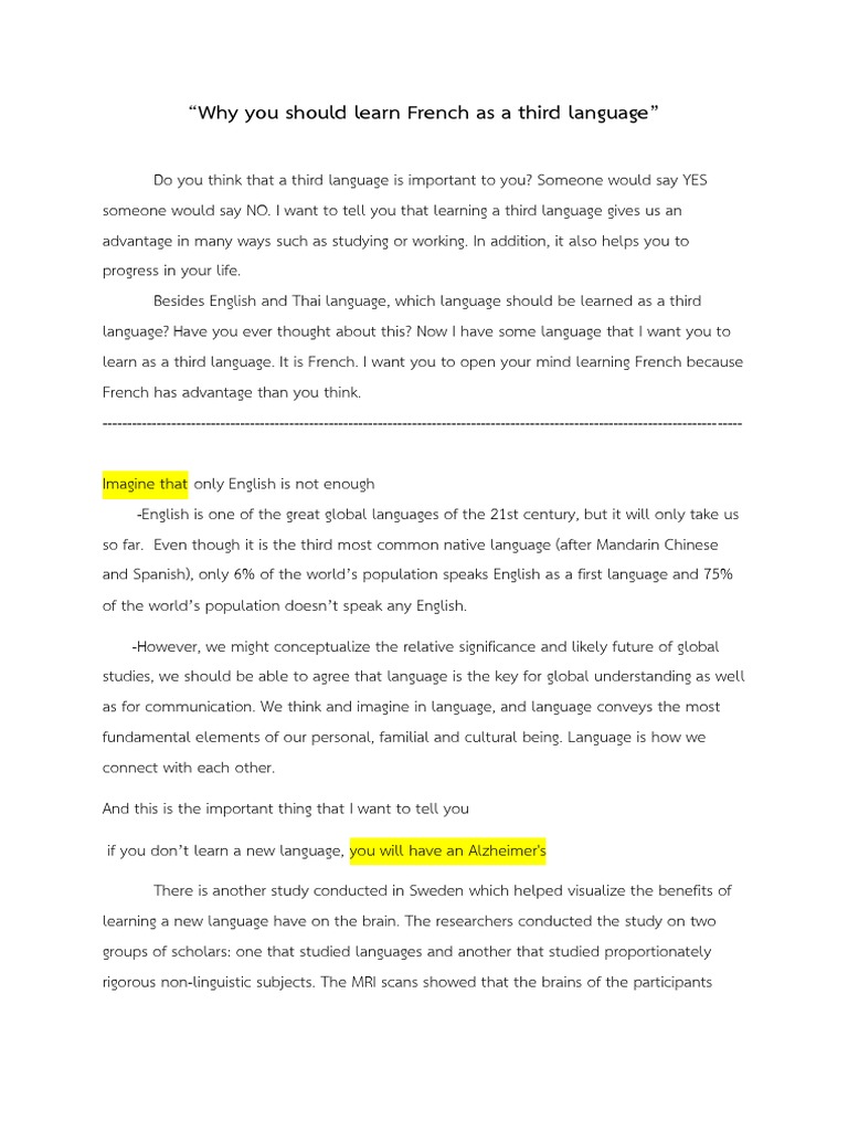 Why You Should Learn French As A Third Languag PPPPPP | PDF | French ...
