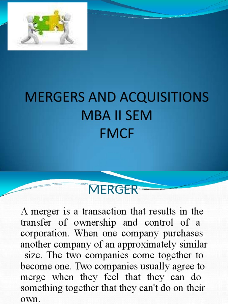 Mergers and Acquisitions Mba Ii Sem FMCF | PDF | Mergers And ...
