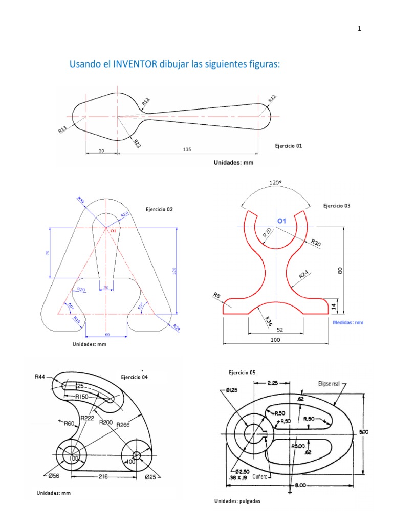 Ejercicios 2D Con Inventor | PDF